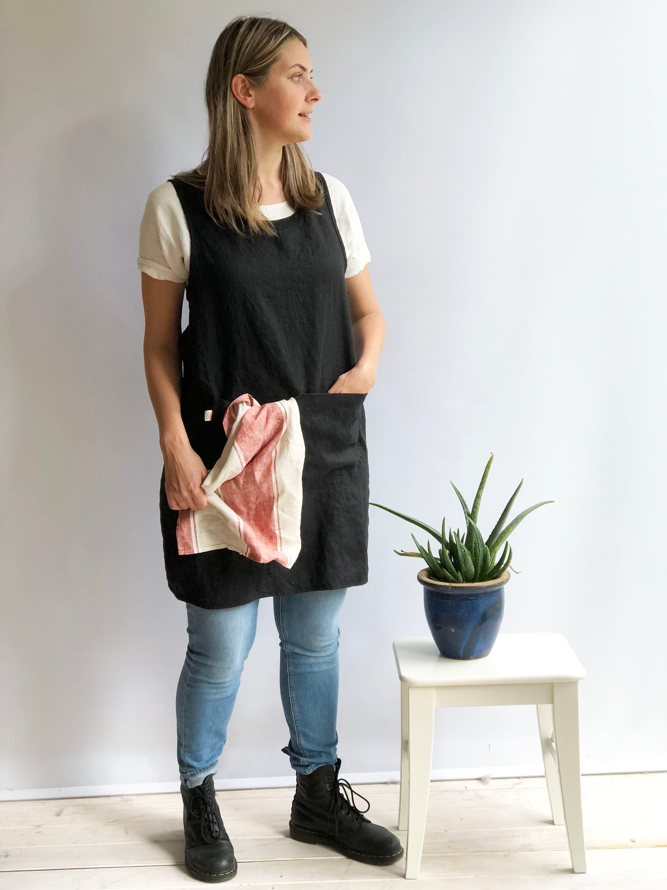 Pinafore Apron, Linen Smock - Linenbee