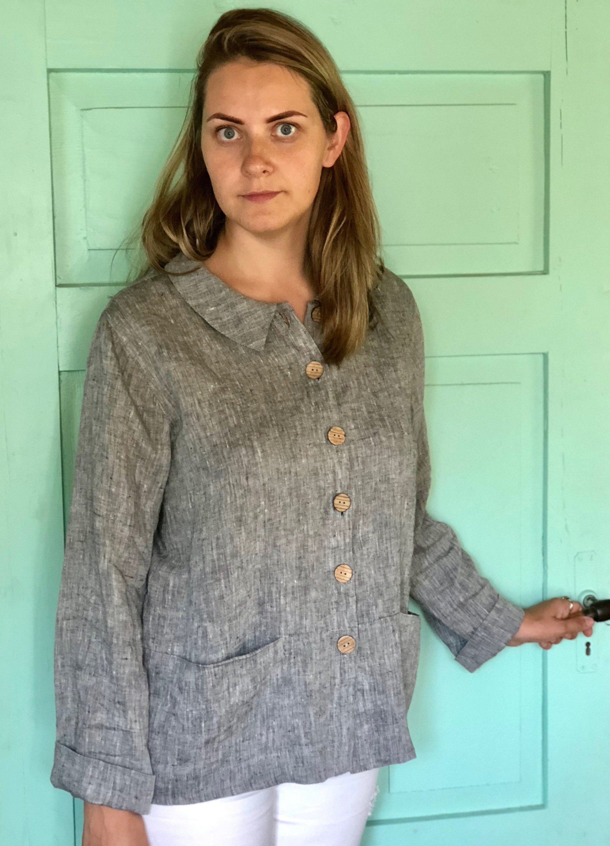 Linen Jacket Women 'Kim' Linen cardigan, Linen Coverup - Linenbee