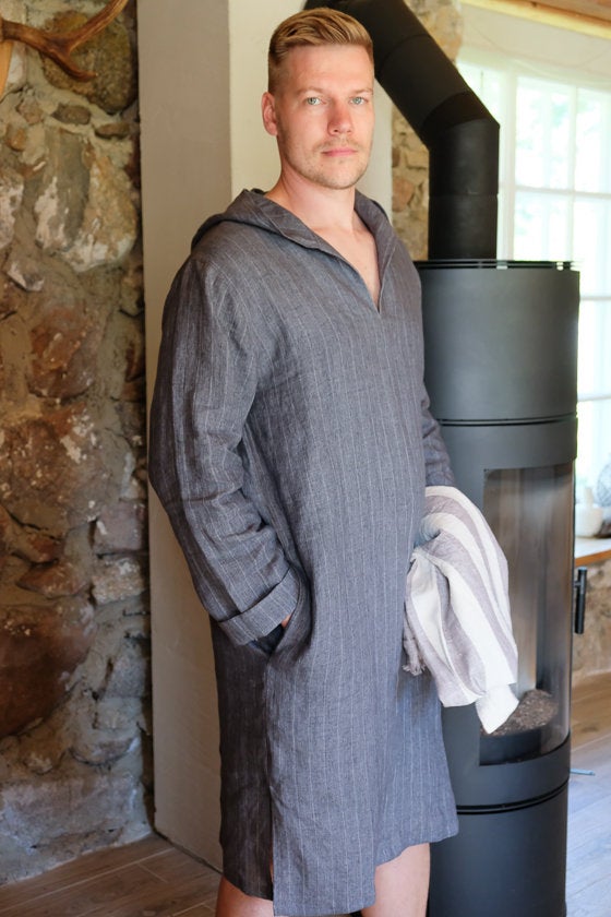 Men linen robe 'Scott', Mens tunic - Linenbee